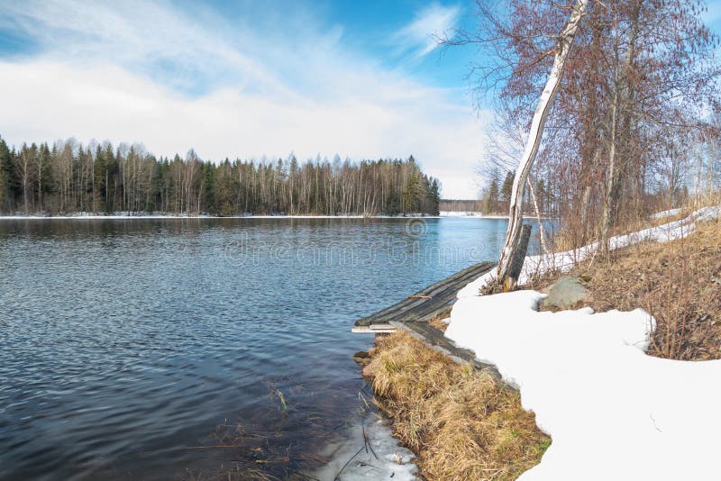 Spring Landscape on the River Kymijoki, Kouvola, Finland Stock Image ...