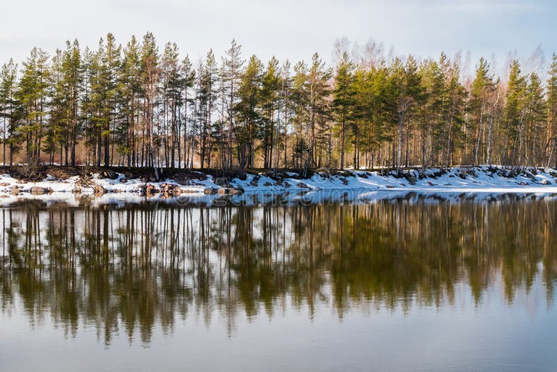 Spring Landscape on the River Kymijoki, Kouvola, Finland Stock Image ...
