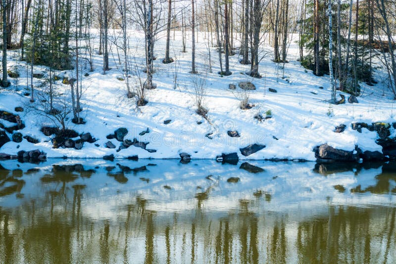 Spring Landscape on the River Kymijoki, Kouvola, Finland Stock Image ...