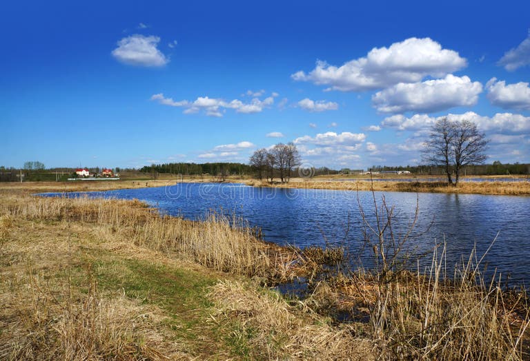 Spring landscape, river stock image. Image of fields - 86252469