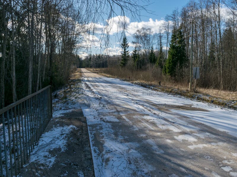 Spring Landscape with Road Over Bridge Stock Image - Image of fair ...