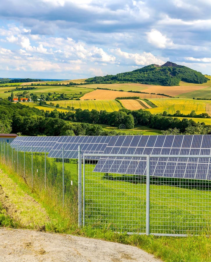 Landscape with solar panel stock photo. Image of energy - 49350740