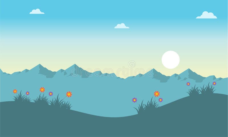 Spring Landscape at the Sunrise Stock Vector - Illustration of spring ...