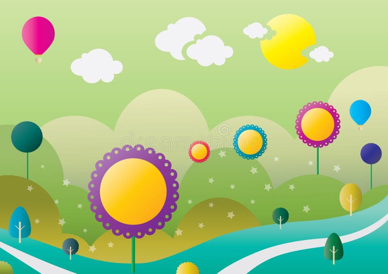 Spring Landscape. Vector Illustration Decorative Design Stock Vector ...