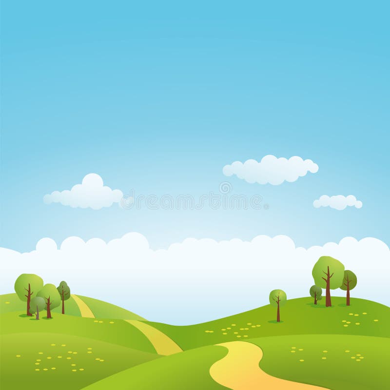 Spring Landscape Vector Illustration Stock Vector - Illustration of ...