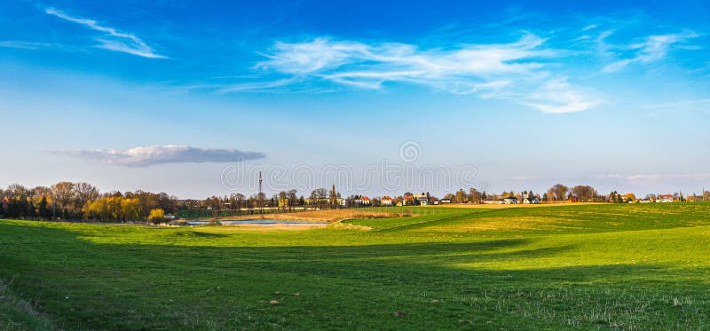 Spring Landscape in Which You Can See Growing Grain and Empty Fields ...