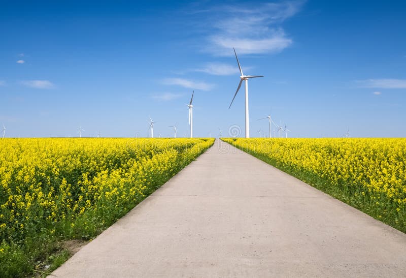 Spring Landscape and Wind Farm Stock Image - Image of concept ...
