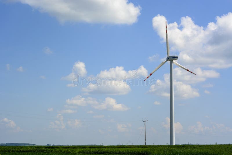 Spring Landscape with Wind Turbine Stock Image - Image of renewable ...