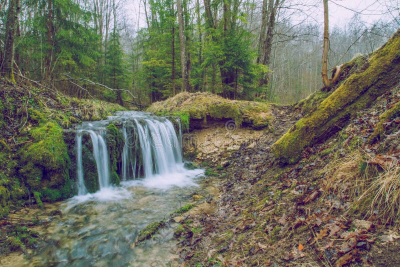 Spring in Latvia. View Waterfall in Cesis. Stock Image - Image of grava ...