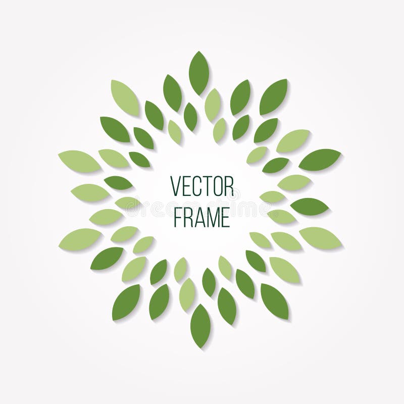 Spring Leaves in Circle Shape. Round Green Logo Design Element Stock ...