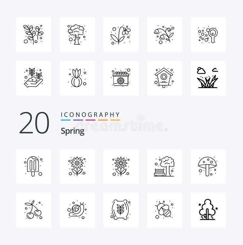 20 Spring Line Icon Pack Like Amanita Park Summer Bench Summer Stock ...