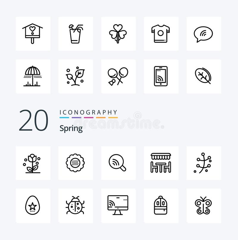 20 Spring Line Icon Pack. Like Egg. Plant. Signal. Leaf Stock Vector ...