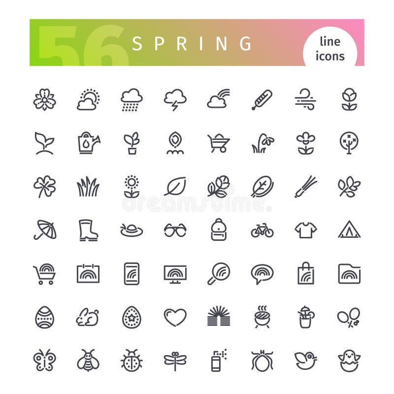Spring Line Icons. Linear Set Stock Vector - Illustration of kitchen ...