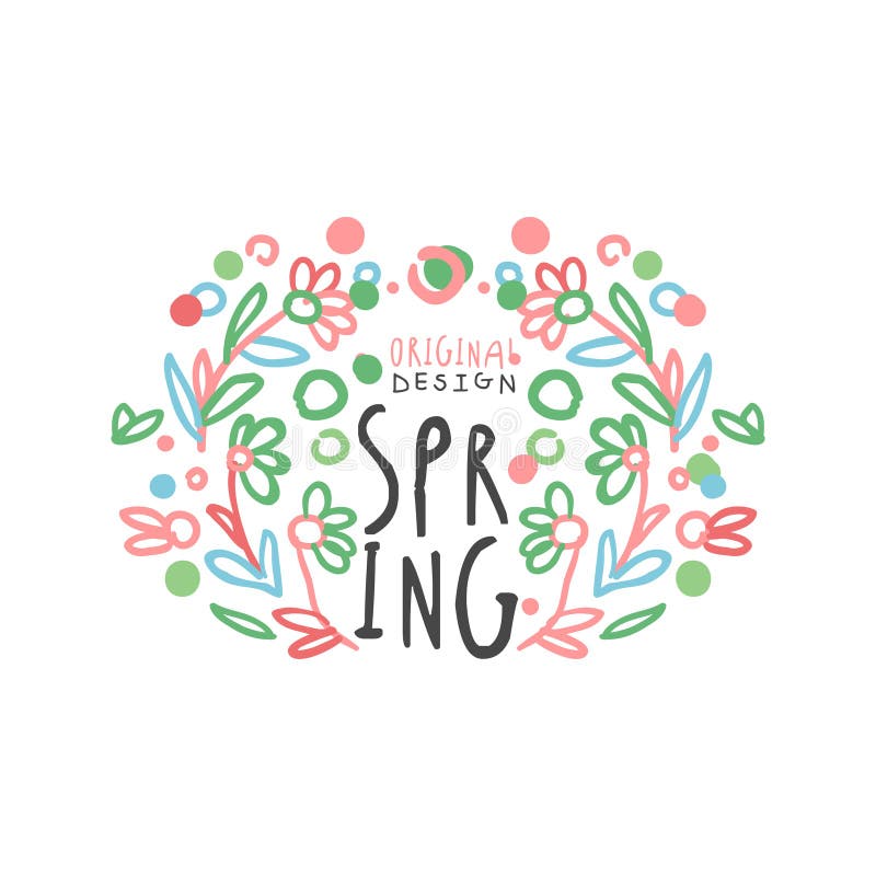 Spring Logo Original Design Collection, First May Green Hand Drawn ...