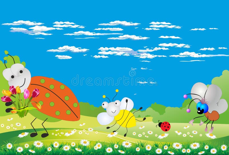 Spring march, stock illustration. Illustration of color - 36030072