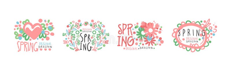 Spring and May Floral Label Original Design Vector Set Stock Vector ...