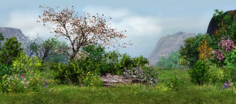 Spring meadow stock illustration. Illustration of fairytale - 24050270