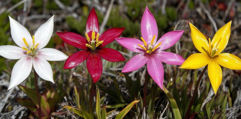 In the Spring Meadow, Bright Tulips Create a Lively Atmosphere with ...