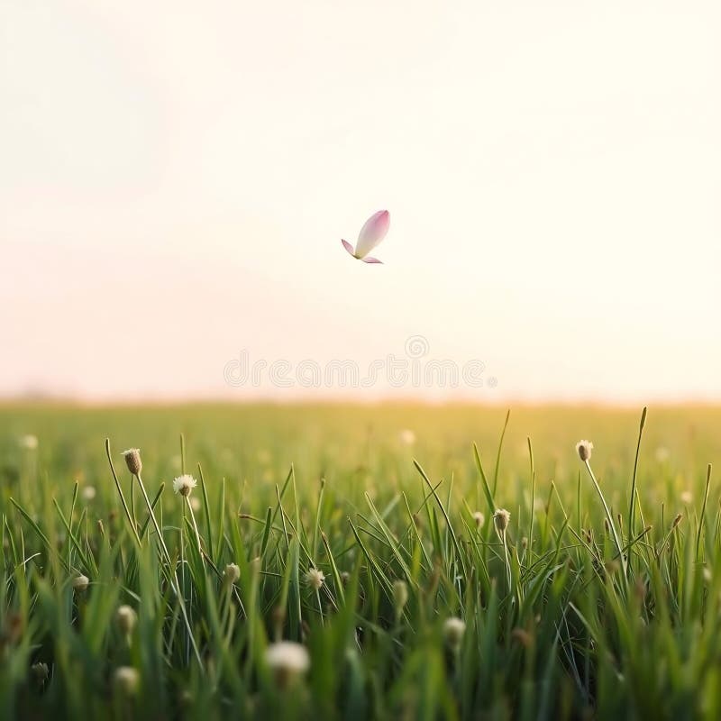 Spring Meadow with Floating Petal Stock Image - Image of meadow ...