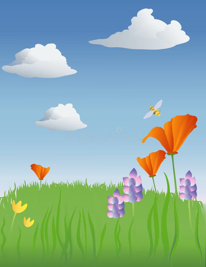 Spring meadow illustration stock vector. Illustration of lupine - 1809746