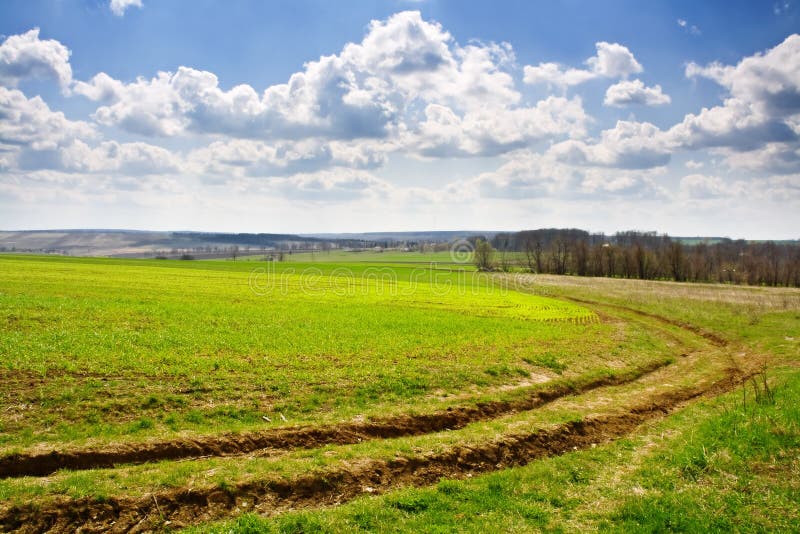 Spring on meadow landscape stock image. Image of rolling - 14067733