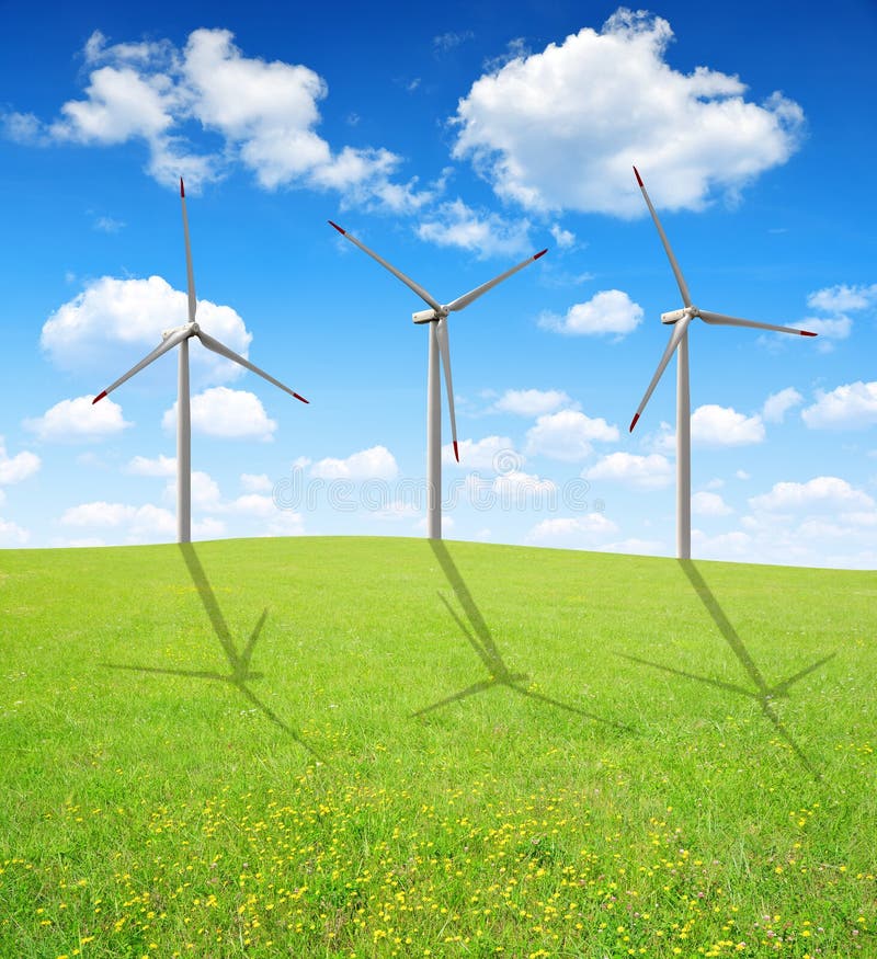 Wind Turbines on Green Hills Stock Image - Image of green, livermore ...