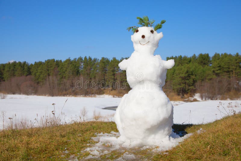 Spring melt snowman stock photo. Image of snow, frosty - 13728576