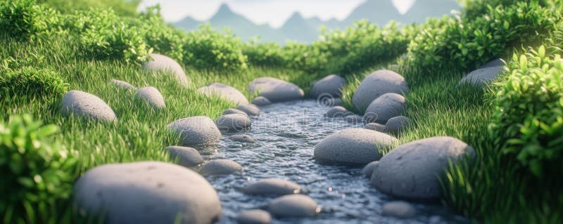 Spring Melt Water Flows through a Mountain Stream, Creating a Serene ...