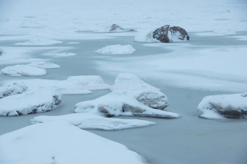Spring Melting of Ice on the Bay, Beginning of Spring, Water Shows ...