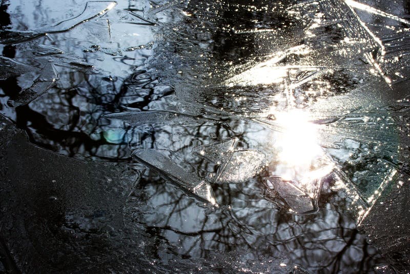 Spring Melting of the Ice on Pond Stock Photo - Image of surface ...