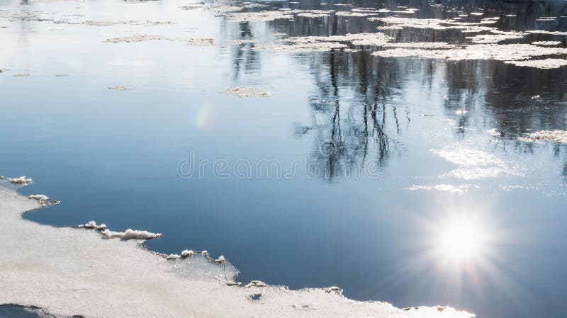 Spring Ice Melting on the River Stock Image - Image of north, cool ...