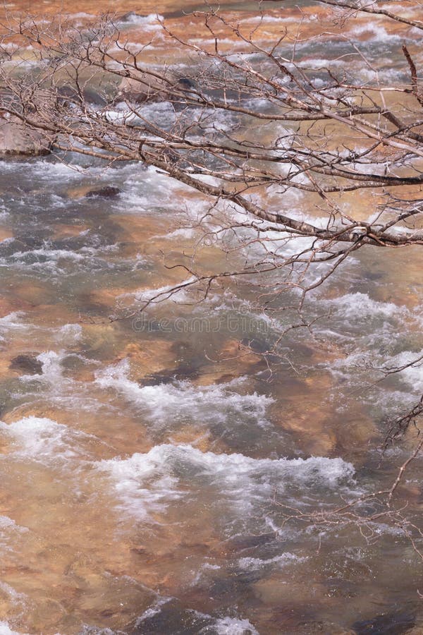 Spring Meltwater Flowing in River Rapids Brown Background Stock Image ...
