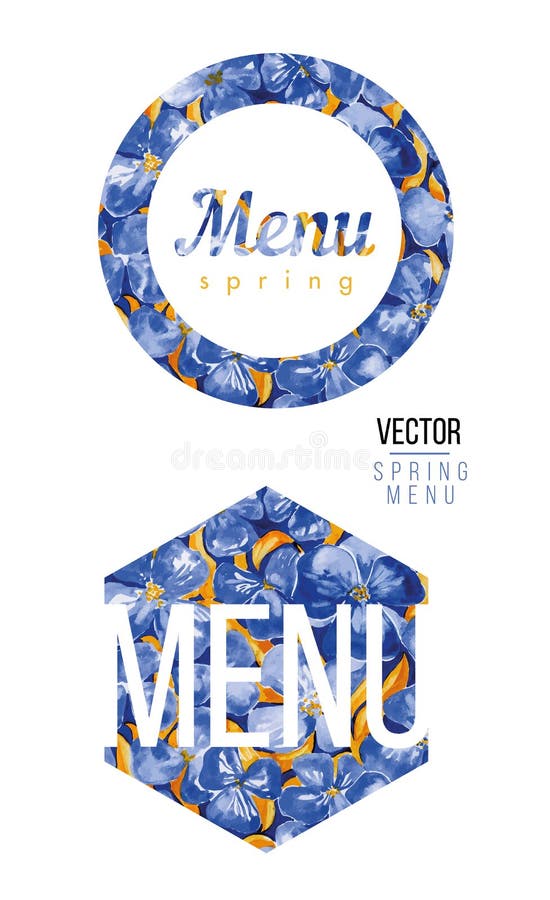 Spring menu in watercolor stock illustration. Illustration of design ...