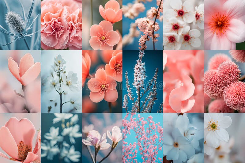Spring Moodboard of Various Flowers and Plants. Layout, Collage. the ...