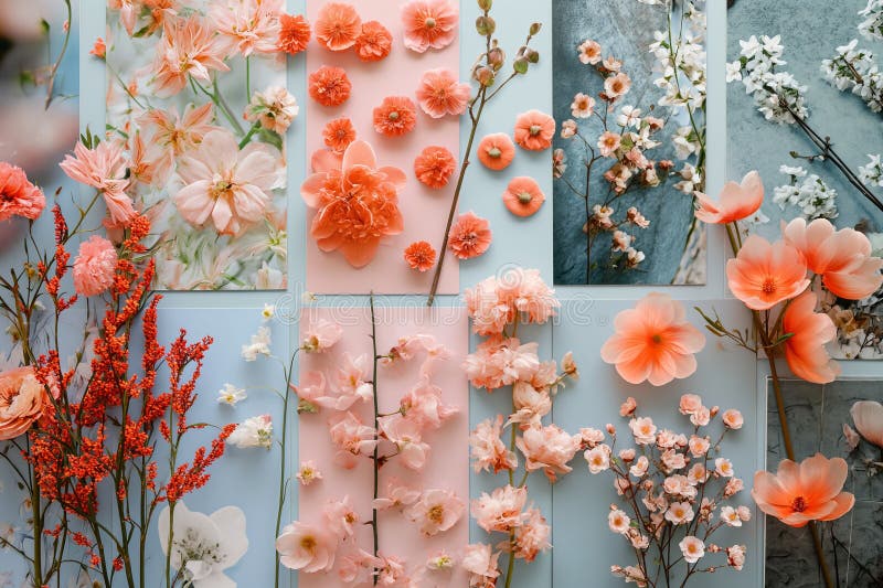 Spring Moodboard of Various Flowers and Plants. Layout, Collage. the ...