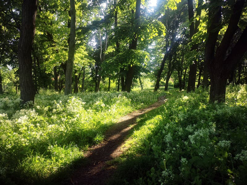 Spring Morning in the Forest Stock Image - Image of pathway, path ...