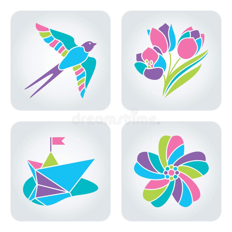 Spring mosaic icons stock vector. Illustration of icon - 50415066