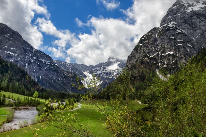 Spring Mountain Alpine Landscape Stock Image - Image of brilliance ...