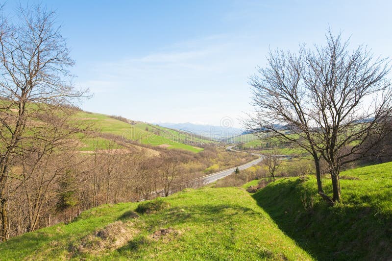 Spring Mountain Country Valley View Stock Photo - Image of cloud, rural ...