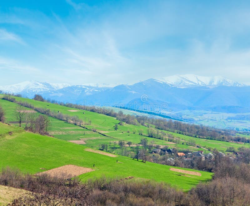 Spring Mountain Country Valley View Stock Image - Image of blue, scenic ...