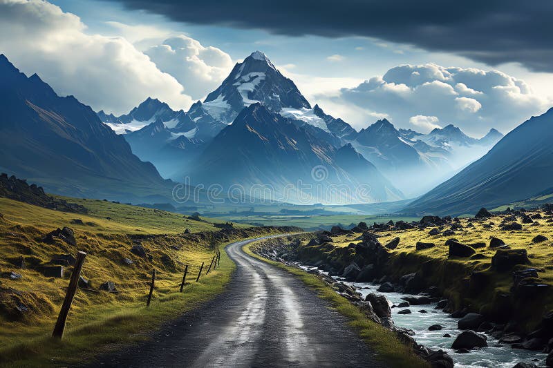 Spring Mountain Road, AI Generated Stock Illustration - Illustration of ...