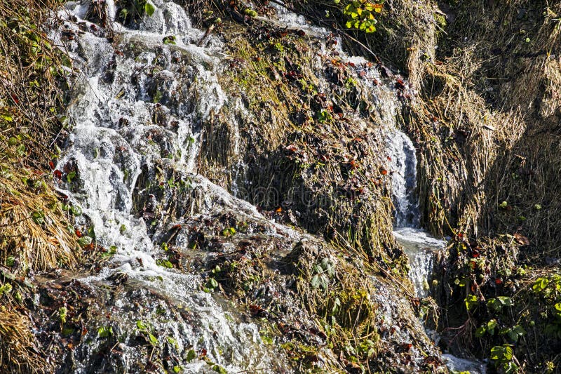 Spring Mountain Stream on a Slope on a Sunny Day. Stock Photo - Image ...