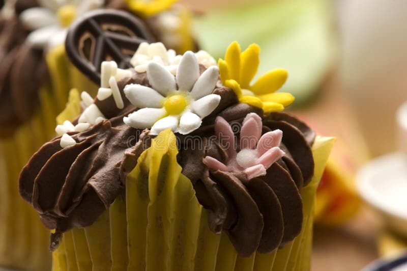 Spring Muffins Decorated with Flower Stock Image - Image of traditional ...