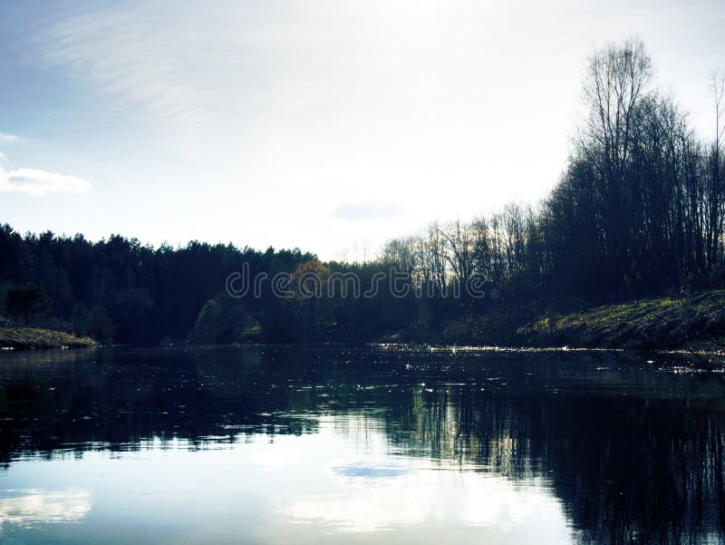 Spring Narrow River among Meadows and Coppices Stock Image - Image of ...