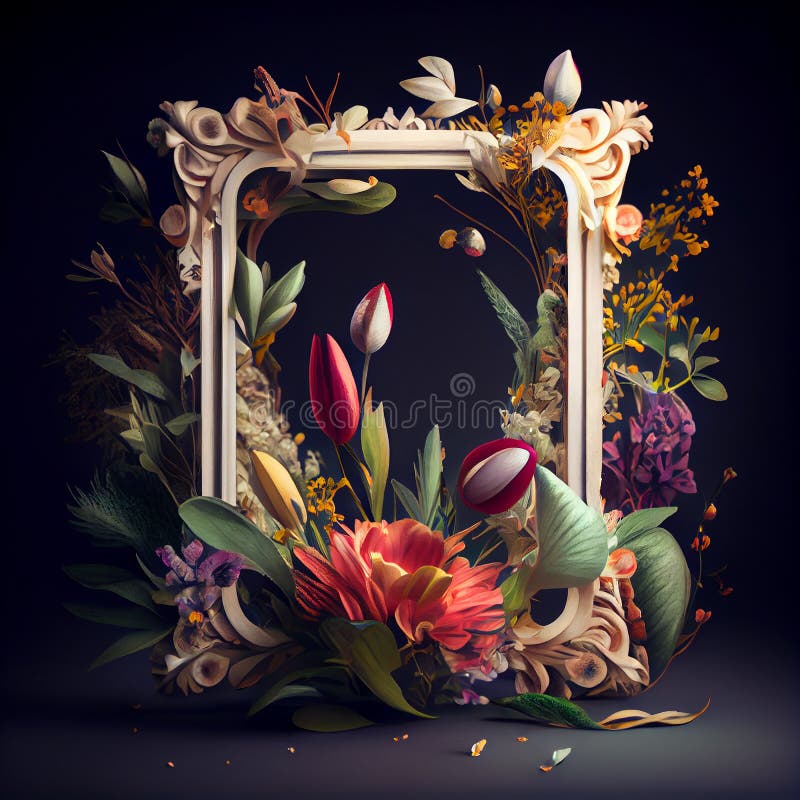 Spring Natural Empty Frame. Illustration Generative AI Stock ...