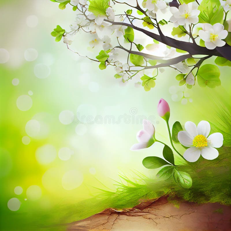 Spring Natural Vivid Floral Background with Place for Text. Generative ...
