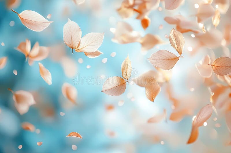 Spring Nature Art, Soft Leaves Dance in Gentle Spring Breeze Against a ...