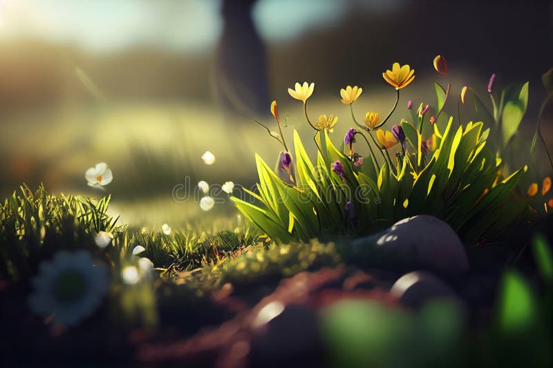 Spring Nature Banner with Grass.generative Ai Stock Illustration ...