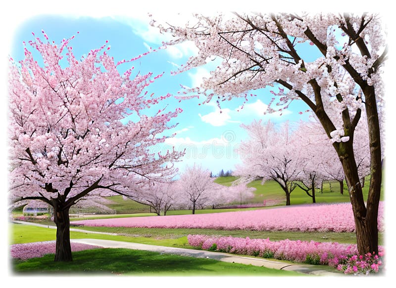 Spring nature blossom stock illustration. Illustration of green - 290345235