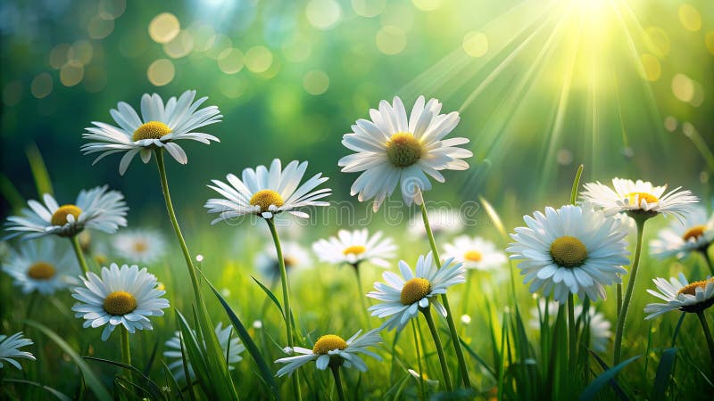 Spring Nature Daisies Flowers Banner or Header with Blurred Space for a ...